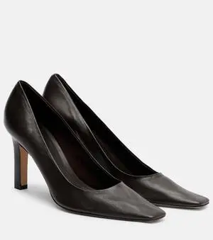 THE ROW Carla 80 Leather Pumps - Brown