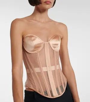 MUGLER Re/edit Paneled Sheer Bustier Top