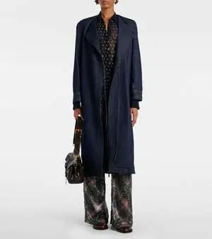 Dries Van Noten Denim Wrap Coat