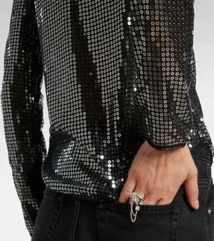 Isabel Marant Sequined Long Sleeve Top - Silver