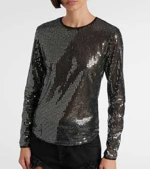 Isabel Marant Sequined Long Sleeve Top - Silver
