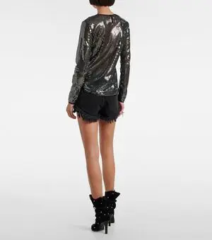 Isabel Marant Étoile Sequined Long Sleeve Top - Silver