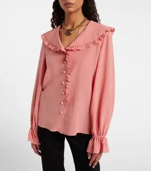 Chloé Ruffled Silk Crêpe De Chine Blouse - Pink