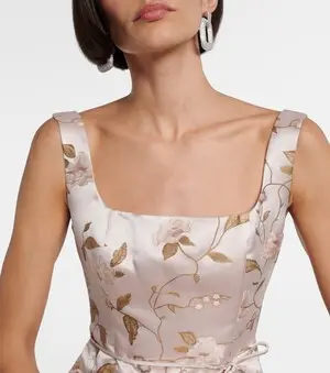 Staud Zoe Floral Brocade Satin Midi Dress