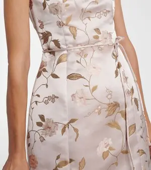 Staud Zoe Floral Brocade Satin Midi Dress