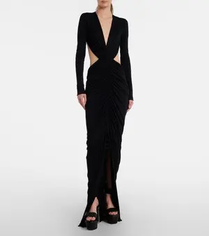 Rick Owens Ruched Open-back Jersey Gown - Black