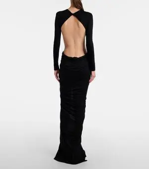 Rick Owens Ruched Open-back Jersey Gown - Black