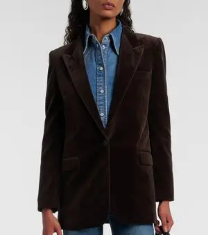 NILI LOTAN Diane Velvet Blazer - Brown