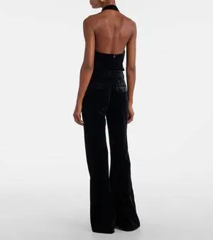 NILI LOTAN Effy High-rise Flared Velvet Pants