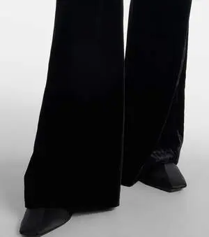 NILI LOTAN Effy High-rise Flared Velvet Pants