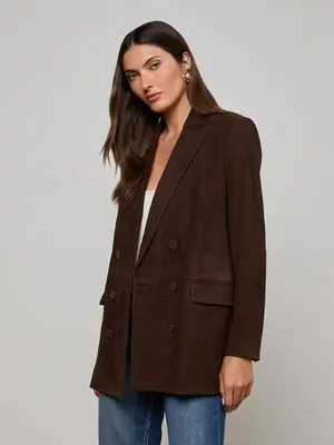 L'Agence Aimee Oversized Suede Blazer