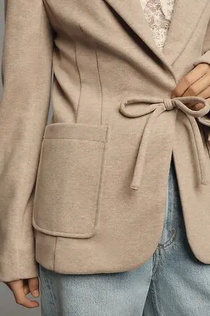 Avec Les Filles Fitted Bow Blazer Jacket - Taupe