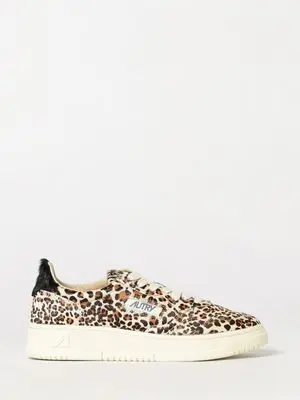 AUTRY Autry Medalist Low Sneakers In Leather With Animalier Pony Hair Inserts Brown