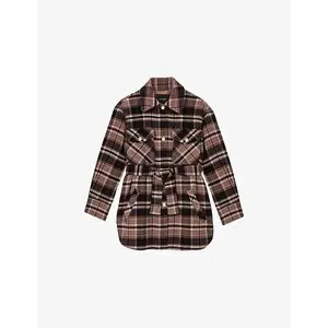 Maje Checked Wool-blend Coat With Flap-pockets
