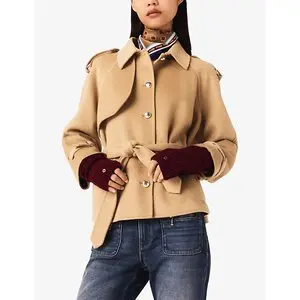 Maje Double-faced Belted Wool-blend Jacket