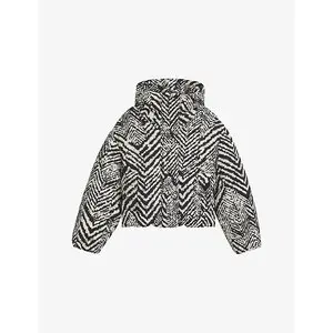 BOSS Herringbone-print Padded Shell-down Jacket