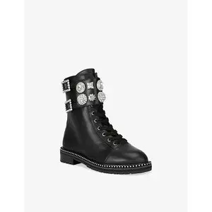 Kurt Geiger Stoop Embellished Leather Ankle Boots
