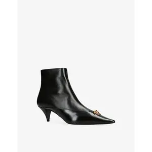 Versace Logo-embellished Leather Heeled Ankle Boots