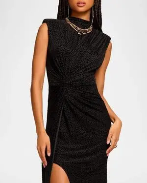 Ramy Brook Lee Spotted Pattern Midi Dress - Black