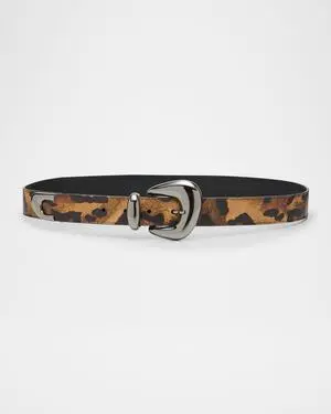 CHRISTIAN LOUBOUTIN Bubble Bengali-print Leather Belt - Bw1f Brown