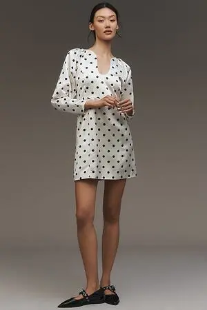 SIEMPRE Long-sleeve Polka Dot Mini Dress
