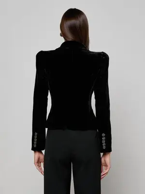 L'Agence Bethany Velvet Double-breasted Blazer