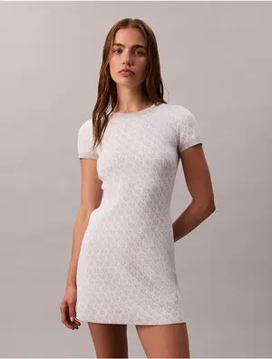 Calvin Klein Tech Knit Allover Monogram Mini Dress