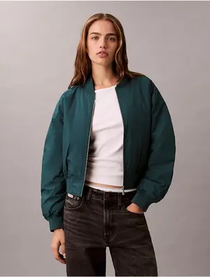 Calvin Klein Logo Graphic Padded Bomber Jacket - Deep Teal