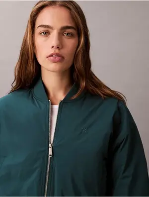 Calvin Klein Logo Graphic Padded Bomber Jacket - Deep Teal