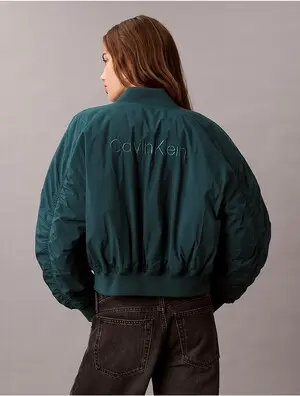Calvin Klein Logo Graphic Padded Bomber Jacket - Deep Teal