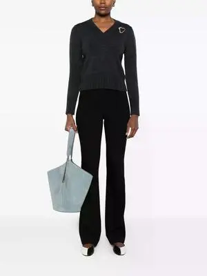 Alpha Studio Pin-detail V-neck Sweater
