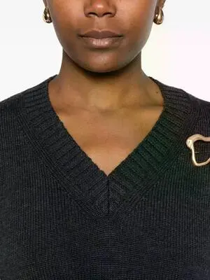 Alpha Studio Pin-detail V-neck Sweater