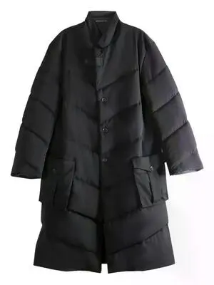 Yohji Yamamoto Quilted Diagonal-seam Coat