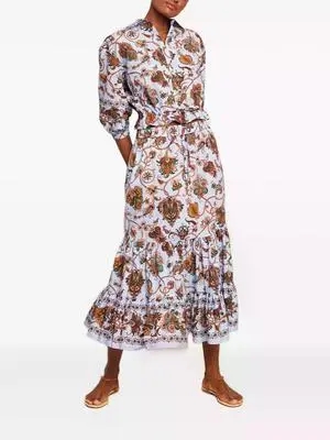 Cara Cara Paisley-print Tiered Midi Skirt