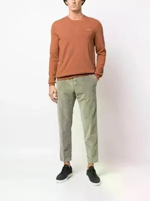 A.p.c. Logo-embroidered Fine-knit Jumper - Brown