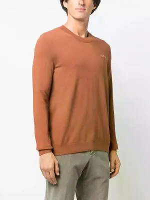 A.p.c. Logo-embroidered Fine-knit Jumper - Brown