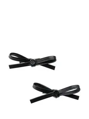 MAISON MICHEL Emma Bow-embellishment Leather Hair Clip - Black