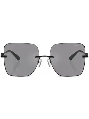 Michael Kors Rimless Square Frame Sunglasses With Chain-link Trim - Black