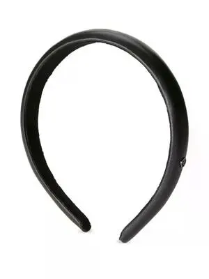 MAISON MICHEL Leather Headband - Black