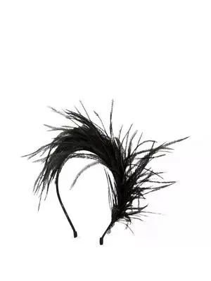 MAISON MICHEL Feather-embellished Headband - Black
