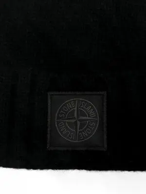 Stone Island Logo-patch Cashmere Beanie - Black
