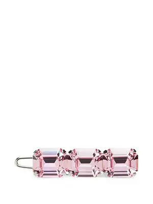 MAISON MICHEL Emerald-cut Crystal Hair Slide - Pink