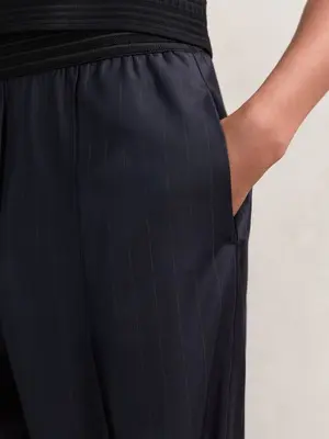 REISS Wool-blend Pinstripe Wide-leg Trousers