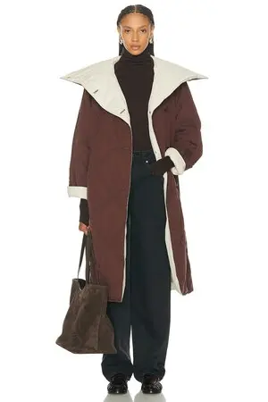 Varley Annalise Reversible Wrap Coat - Deep Mahogany & Birch