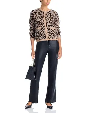 Aqua Leopard Print Cardigan - Camel/black