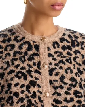 Aqua Leopard Print Cardigan - Camel/black