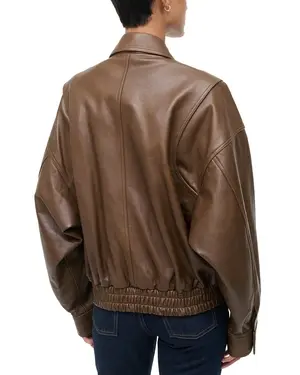 Staud Eugene Leather Jacket - Truffle