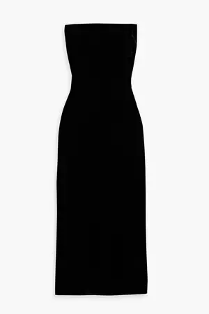 Veronica Beard Flora Strapless Velvet Midi Dress