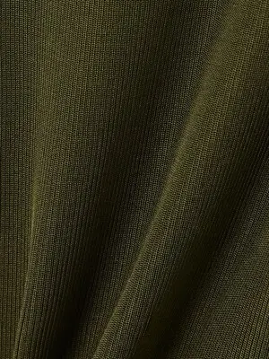 Saint Laurent Lace-trimmed Ribbed Silk-jersey Mini Dress - Green