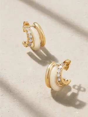 BY PARIAH Triple Hoops 14-karat Recycled Jasper And Diamond Hoop Earrings - Gold